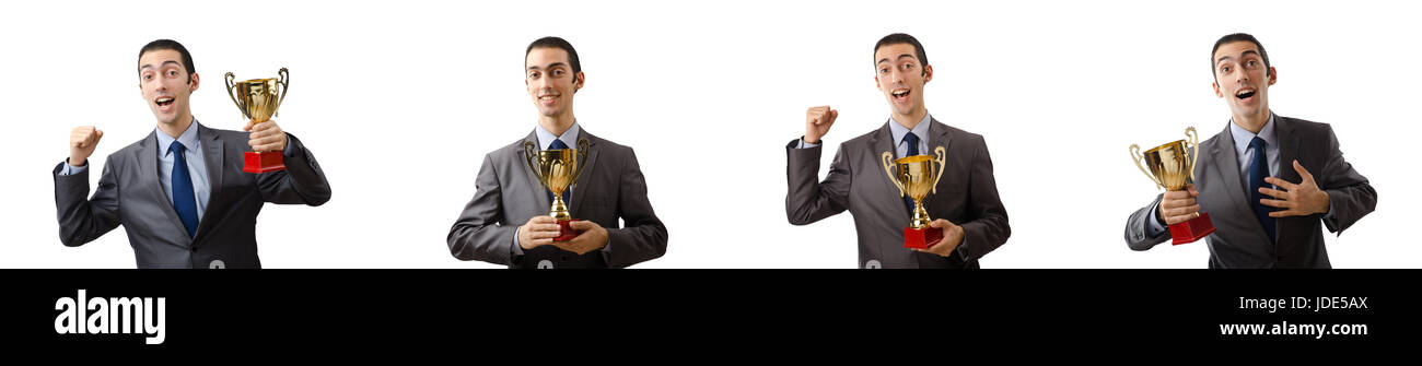 Collage of businessman receiving award Stock Photo - Alamy