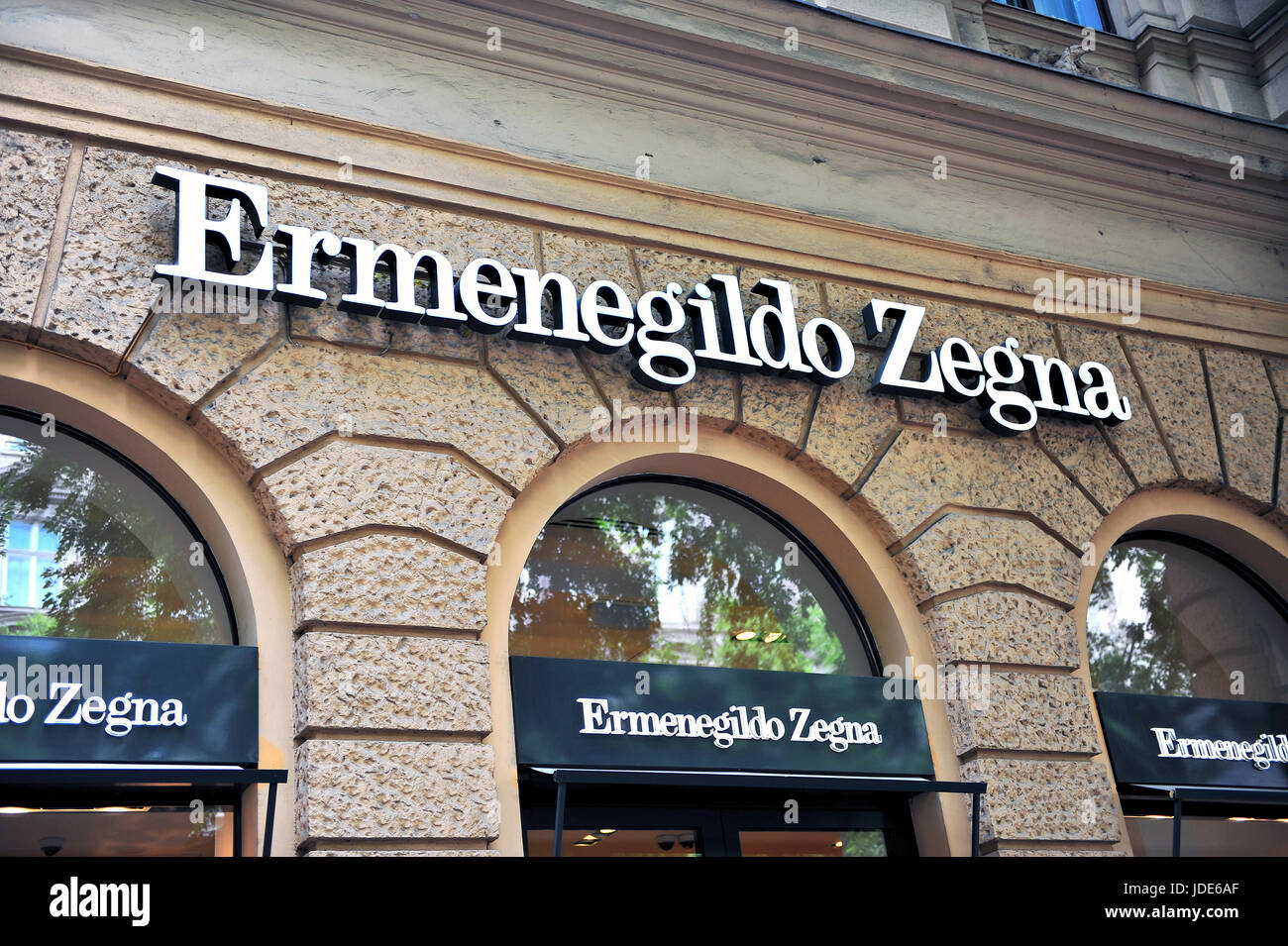 BUDAPEST, HUNGARY - JUNE 4: Facade of Ermenegildo Zegna flagship store ...