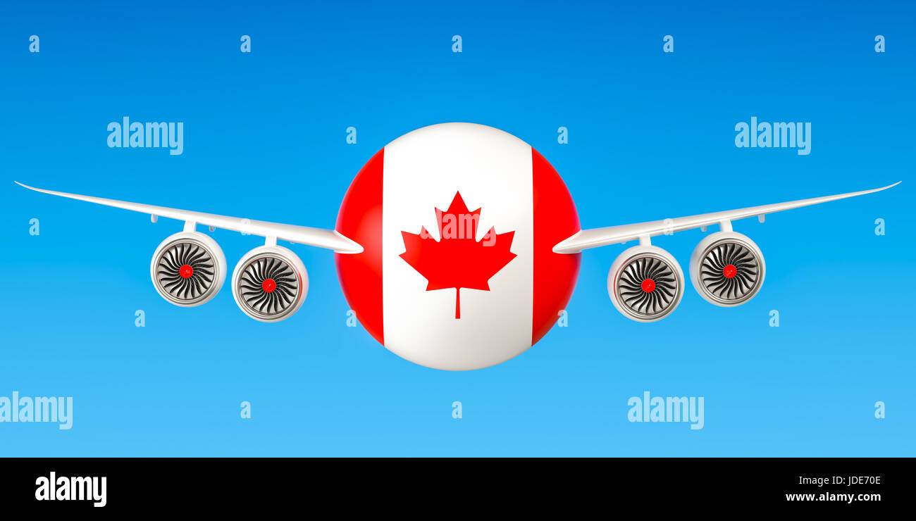 Plane flying by canadian flag hi-res stock photography and images - Alamy