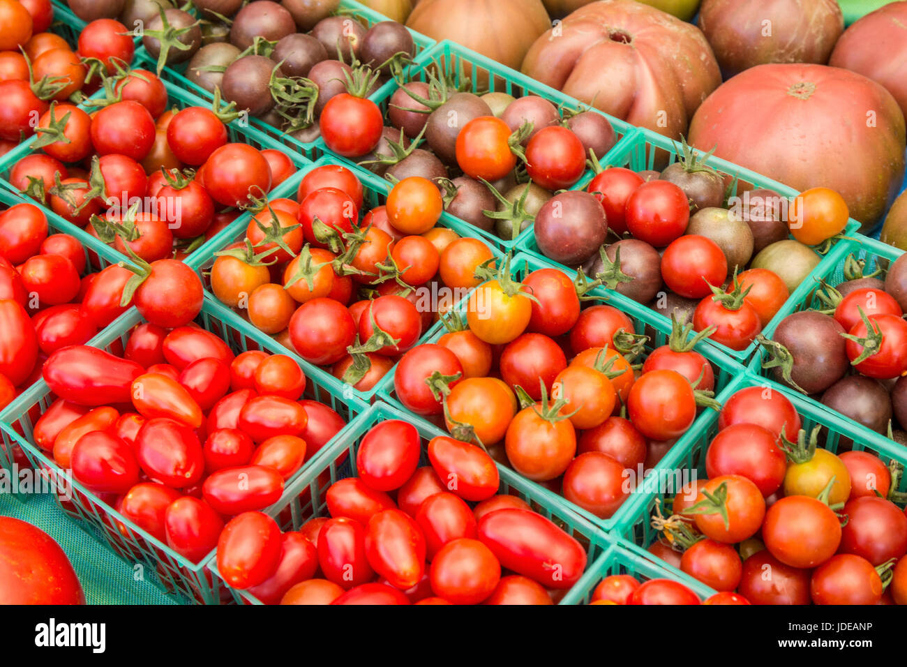 Pints of scherry tomatoes for sale at a Farmers Market in Issaquah ...