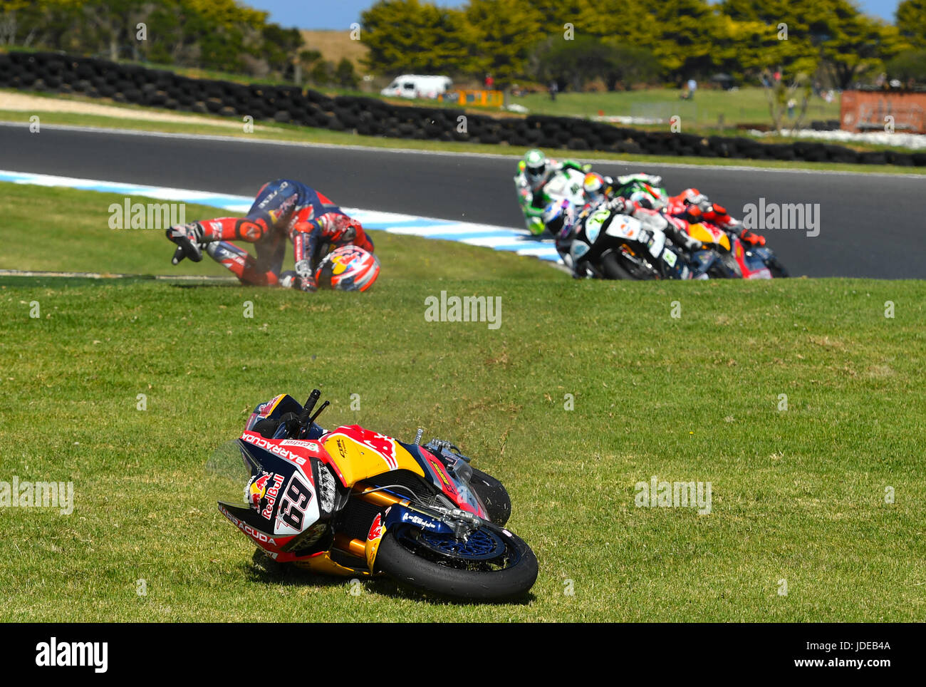 Nicky Hayden on his Red Bull Honda at the 2017 World Superbike ...
