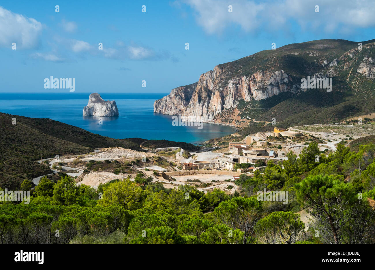 Panorama view of Masua on the west coast of Sardinia, Italy Stock Photo ...