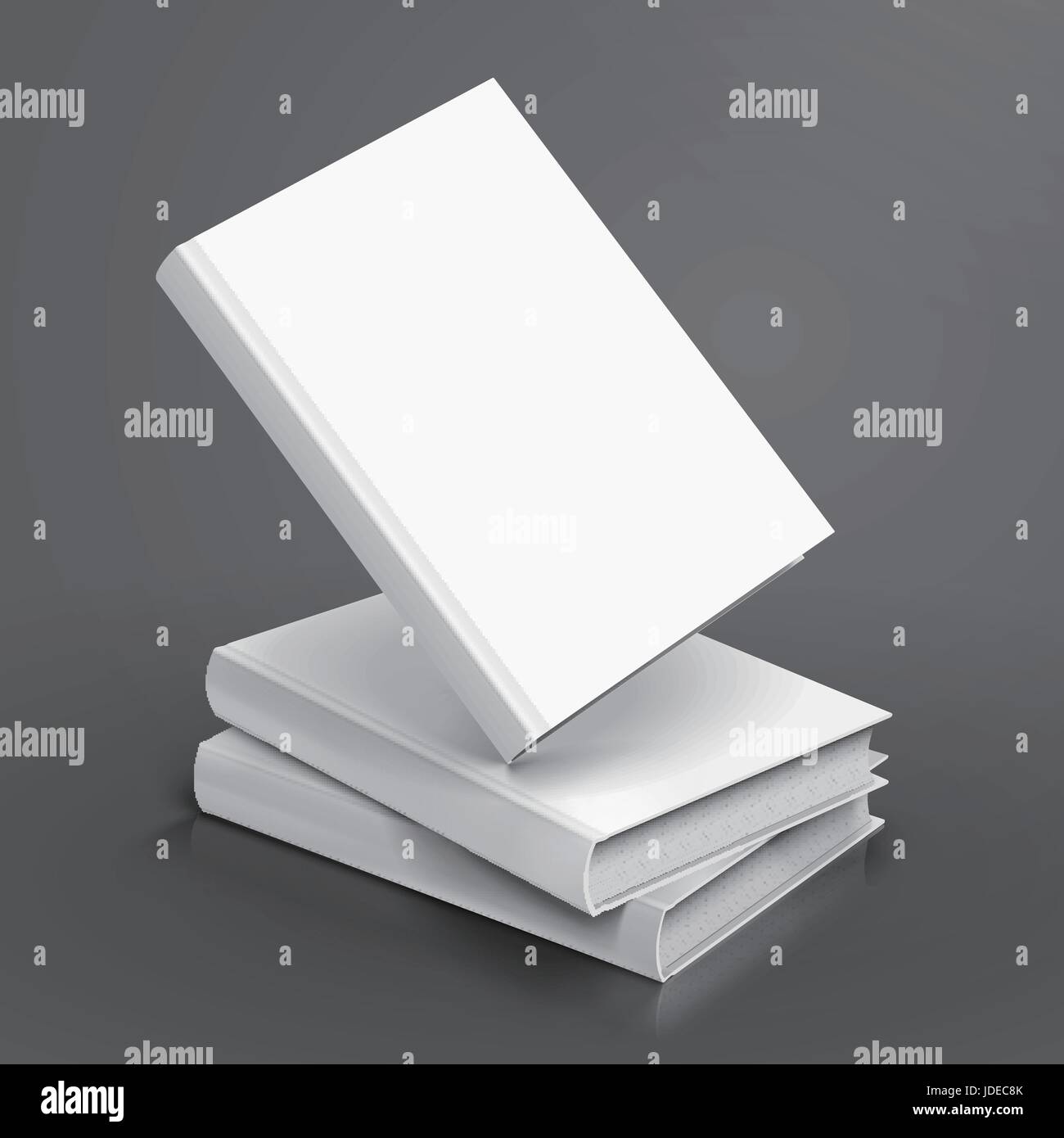 three right tilt blank white books, one floating, can be used as design ...