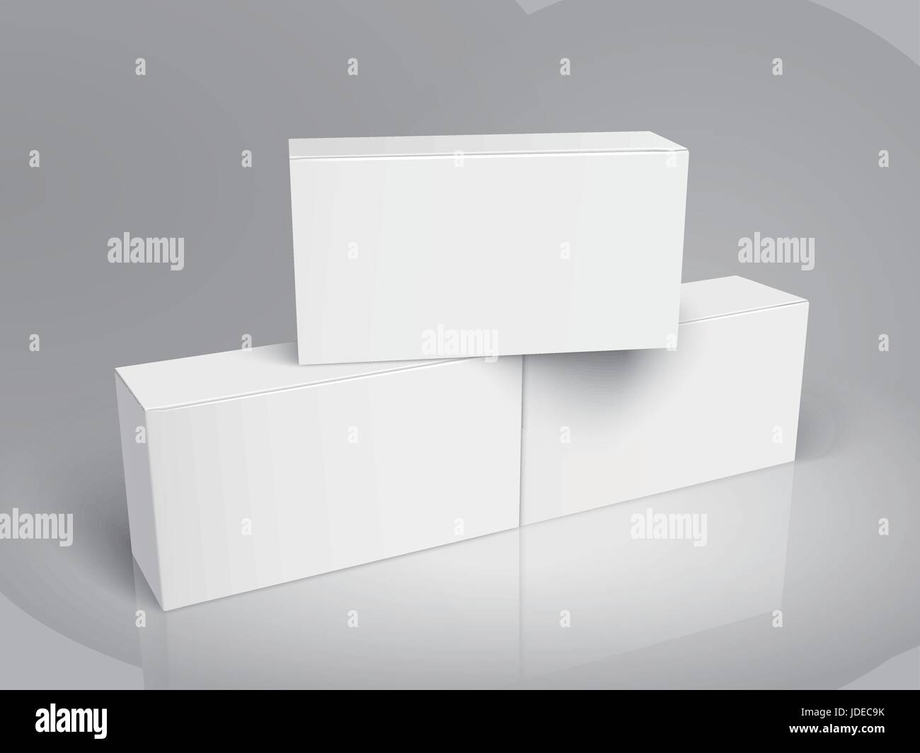 one blank paper box on two connected left tilt blank boxes 3d ...