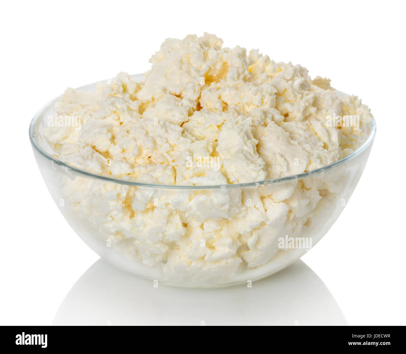 curd in glass bowl on white background isolated Stock Photo - Alamy