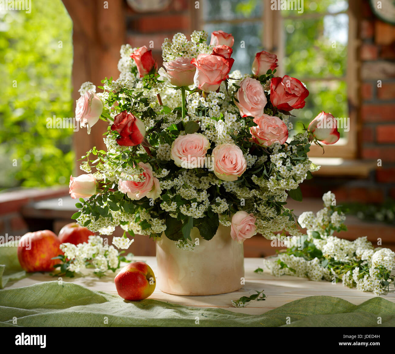 Bouquet of flowers with roses Stock Photo - Alamy