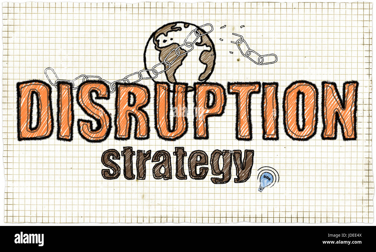 Disruption Strategy Illustration with Earth and broken Chain Stock ...