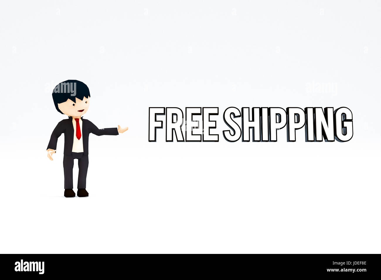 3d illustration of a seller that shows a free shipping sign isolated on ...