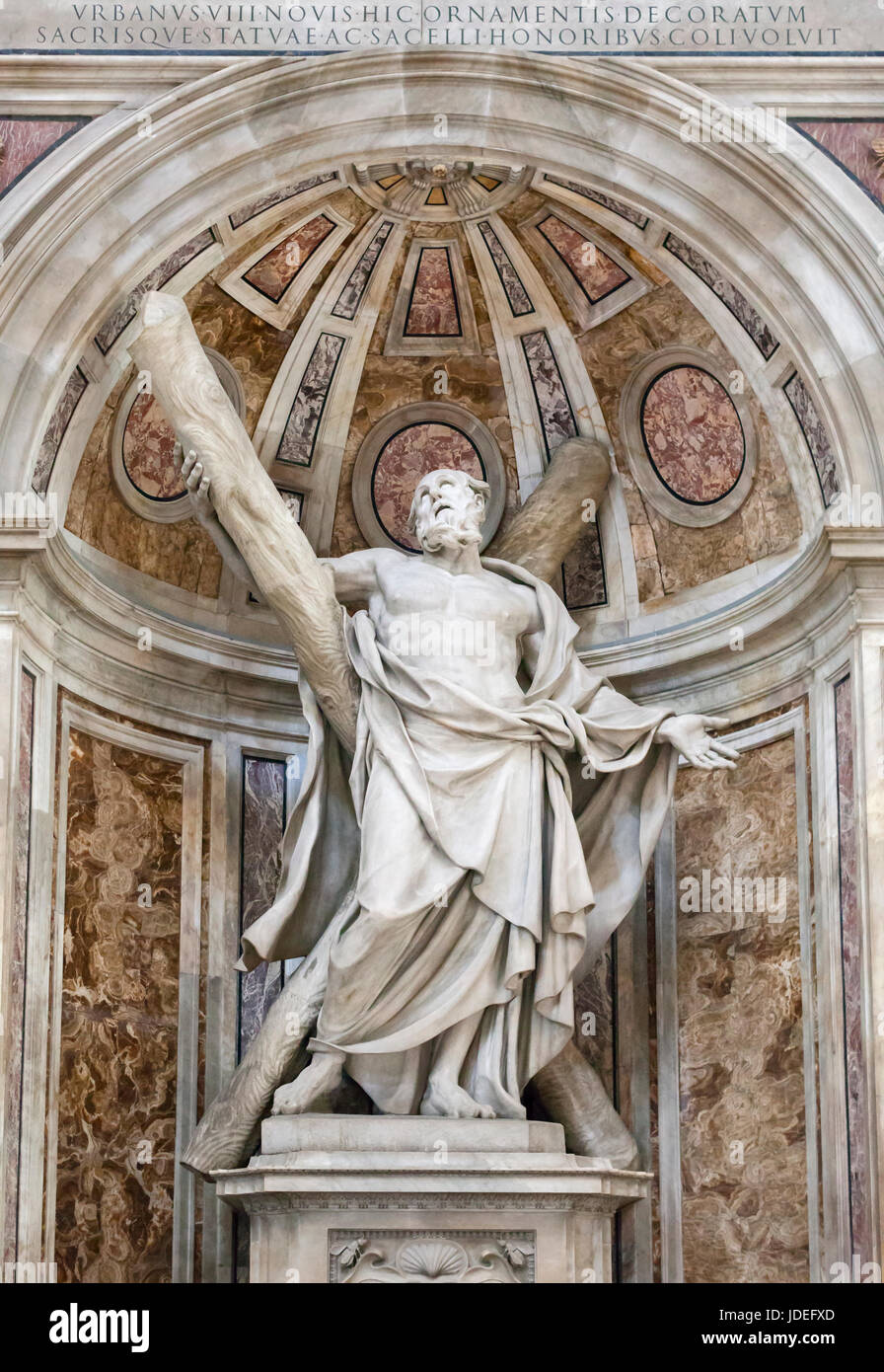 Statue of Saint Andrew in St Peter´s Basilica, Rome, Vatican, Italy ...