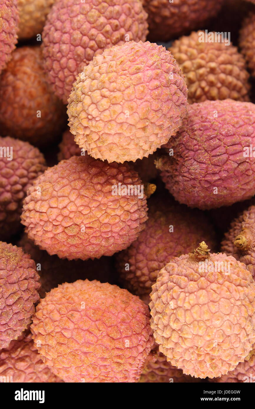 composition of lychee fruits closeup food background texture Stock ...