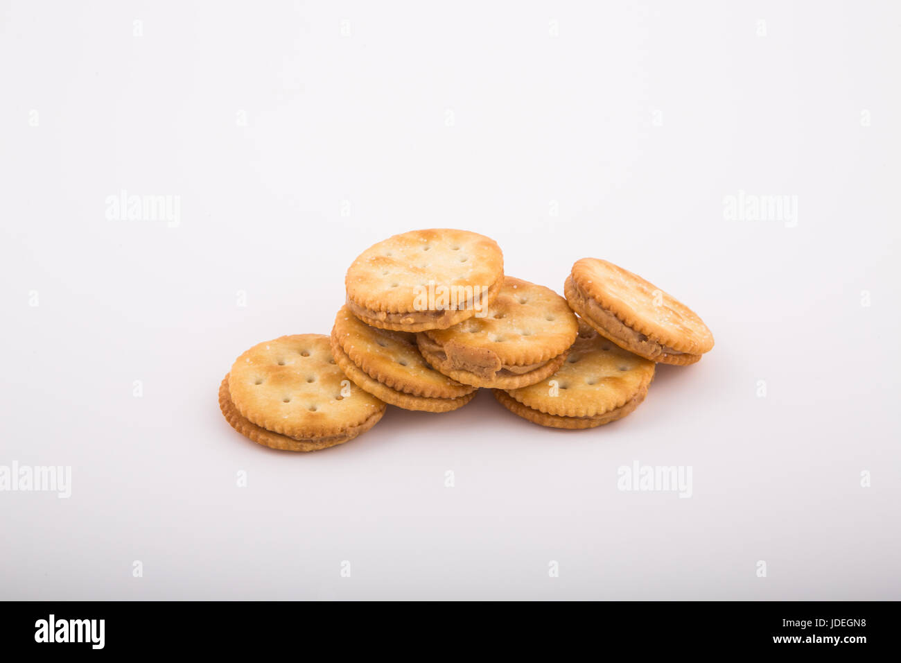 Toasted Peanut Butter Crackers on White Stock Photo - Alamy