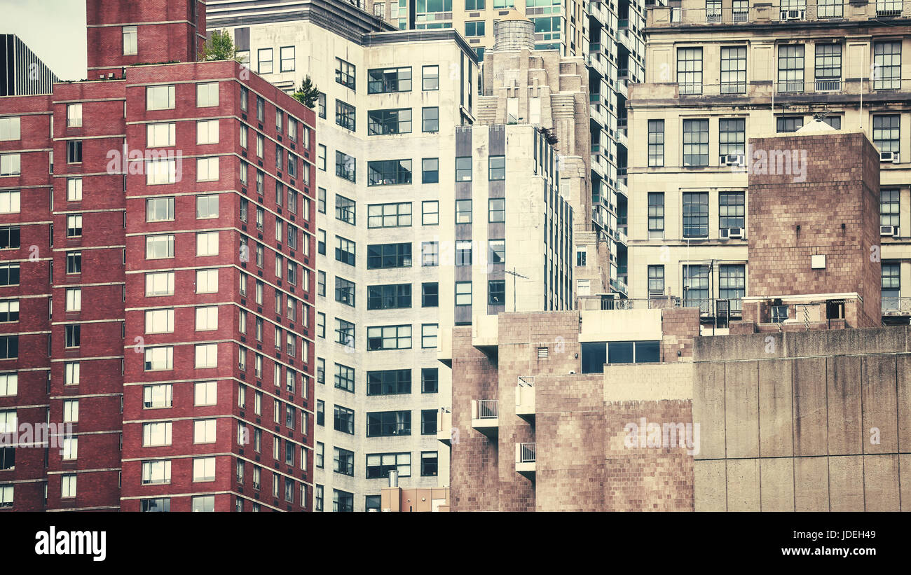 Retro toned picture of old Manhattan buildings, New York City, USA ...