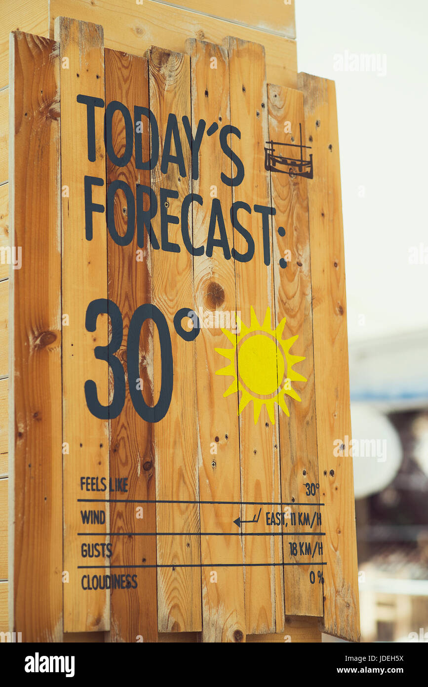 Weather forecast board Ibiza Stock Photo - Alamy
