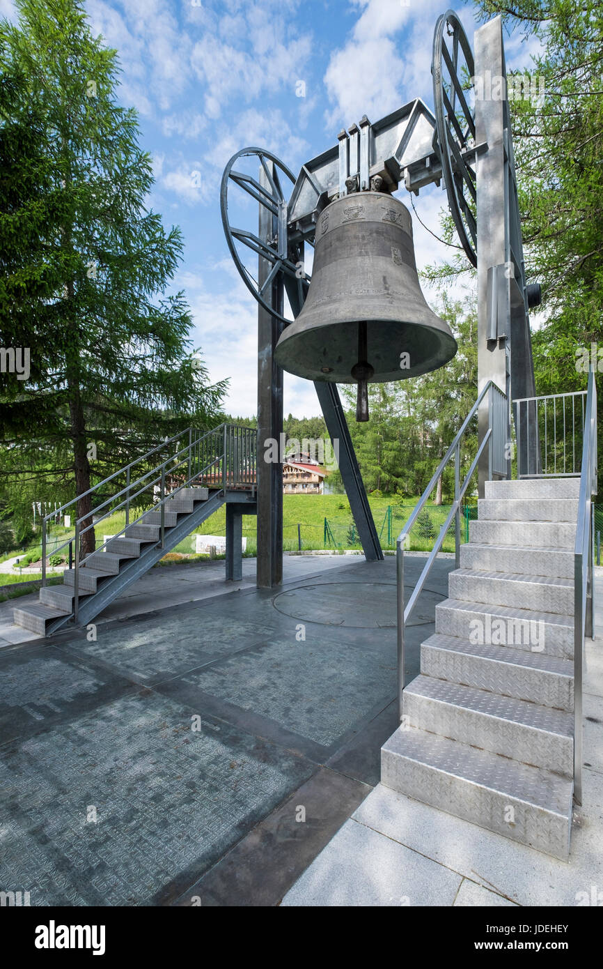 Peace bell in Mosern over the Inn valley in the alps, Austria, It is ...