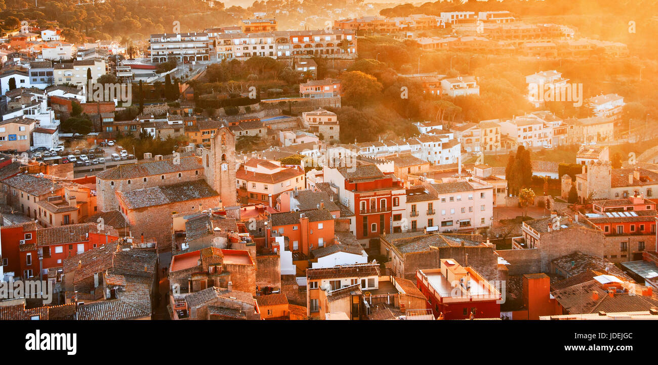 Begur. Spain. Coastline of the Costa Brava. Top view of the city in ...