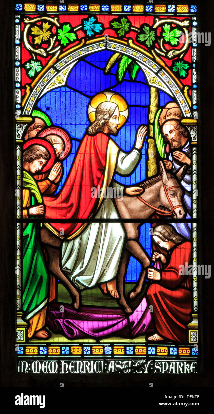 Story of Easter, Christ enters Jerusalem on a donkey, Palm Sunday ...