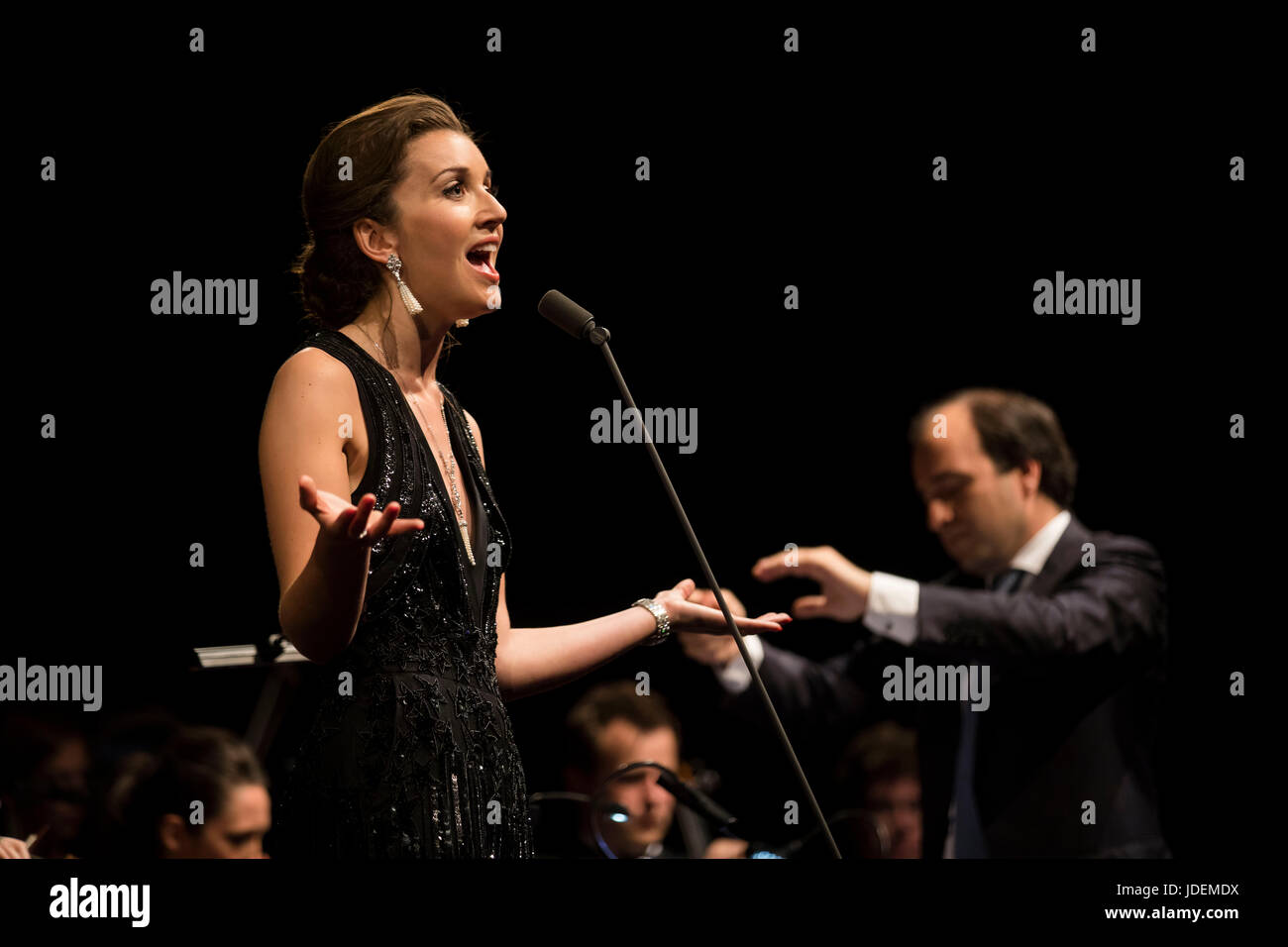 Classical singer Carly Paoli performs at BAFTA Piccadilly in London to ...