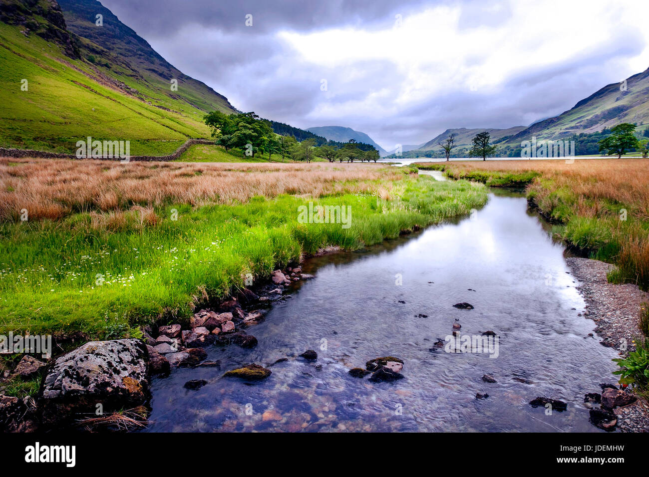 Steam leading to lake Buttermere Stock Photo - Alamy