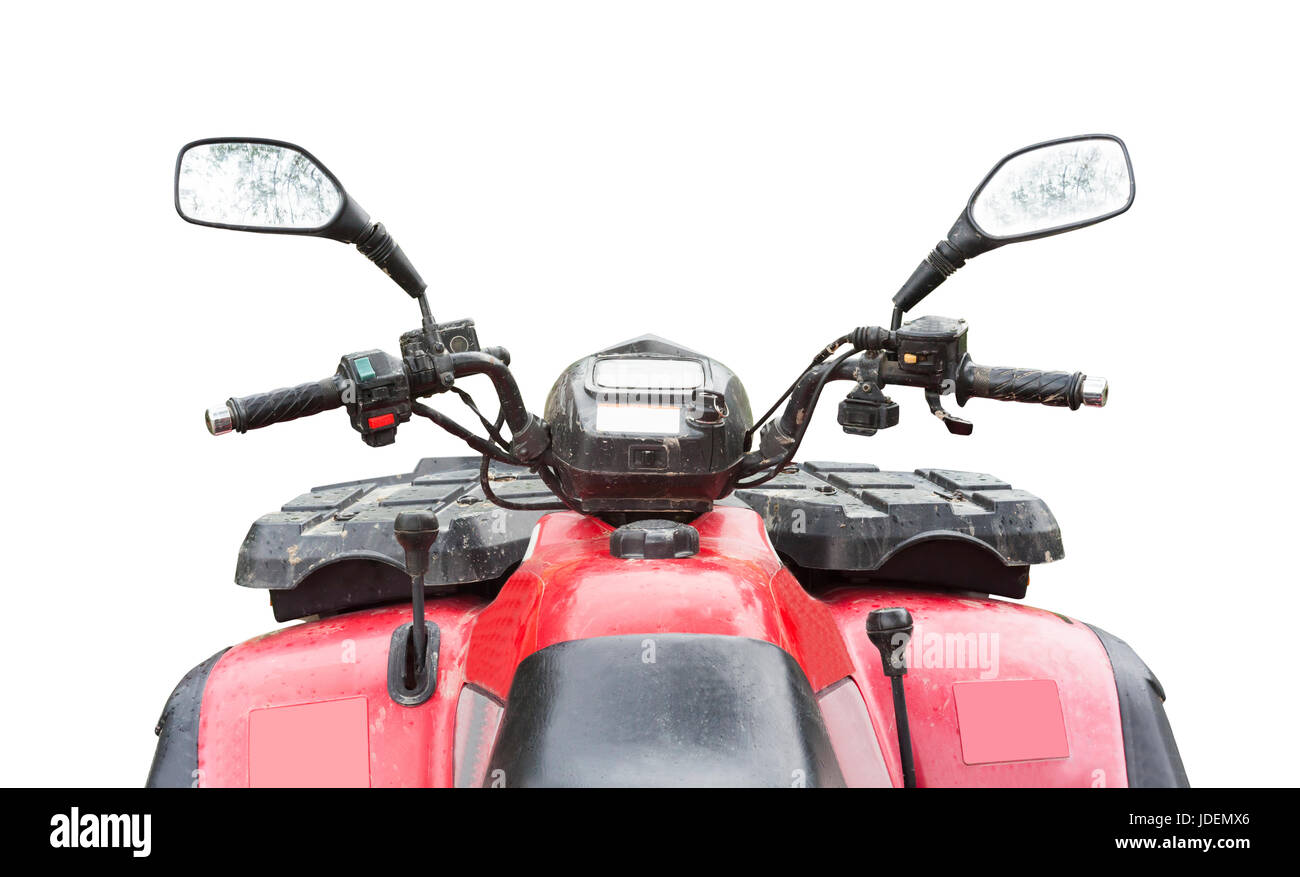 front of atv quad bike isolated on white background Stock Photo - Alamy