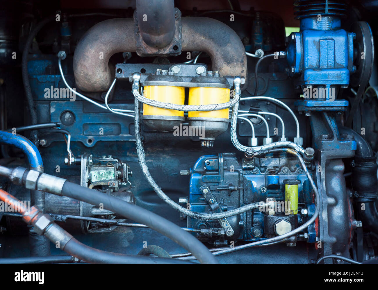 old retro style motor of a farming tractor Stock Photo - Alamy