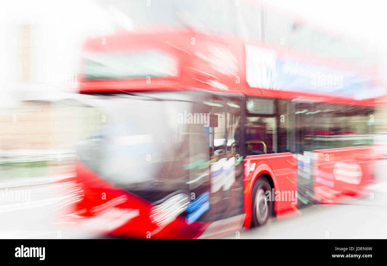 abstract blurred photo of a red london bus in motion Stock Photo - Alamy