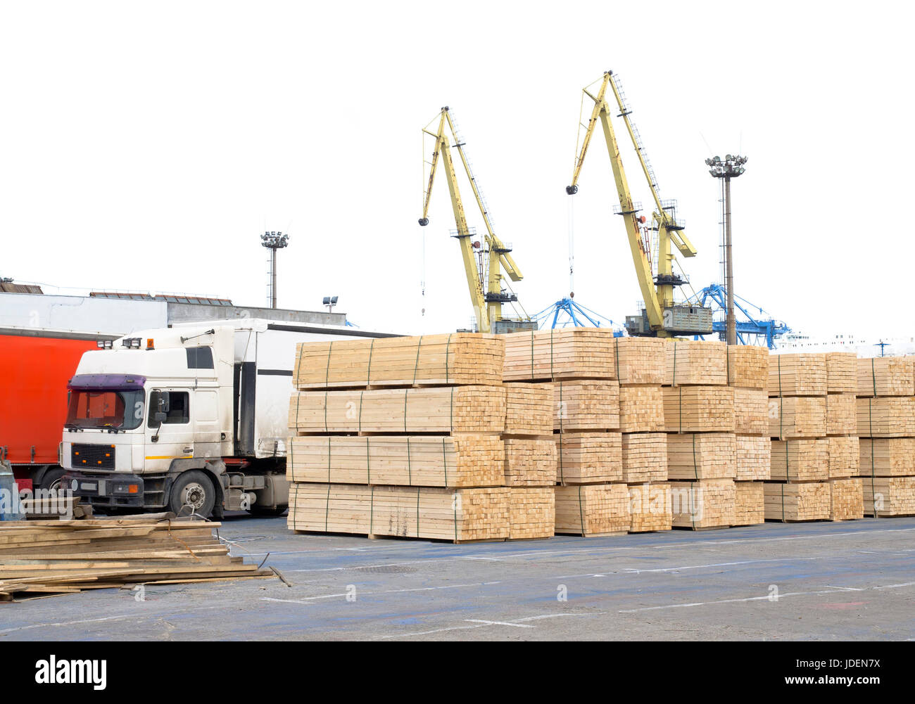 industrial photo of wood timber ready for export Stock Photo - Alamy