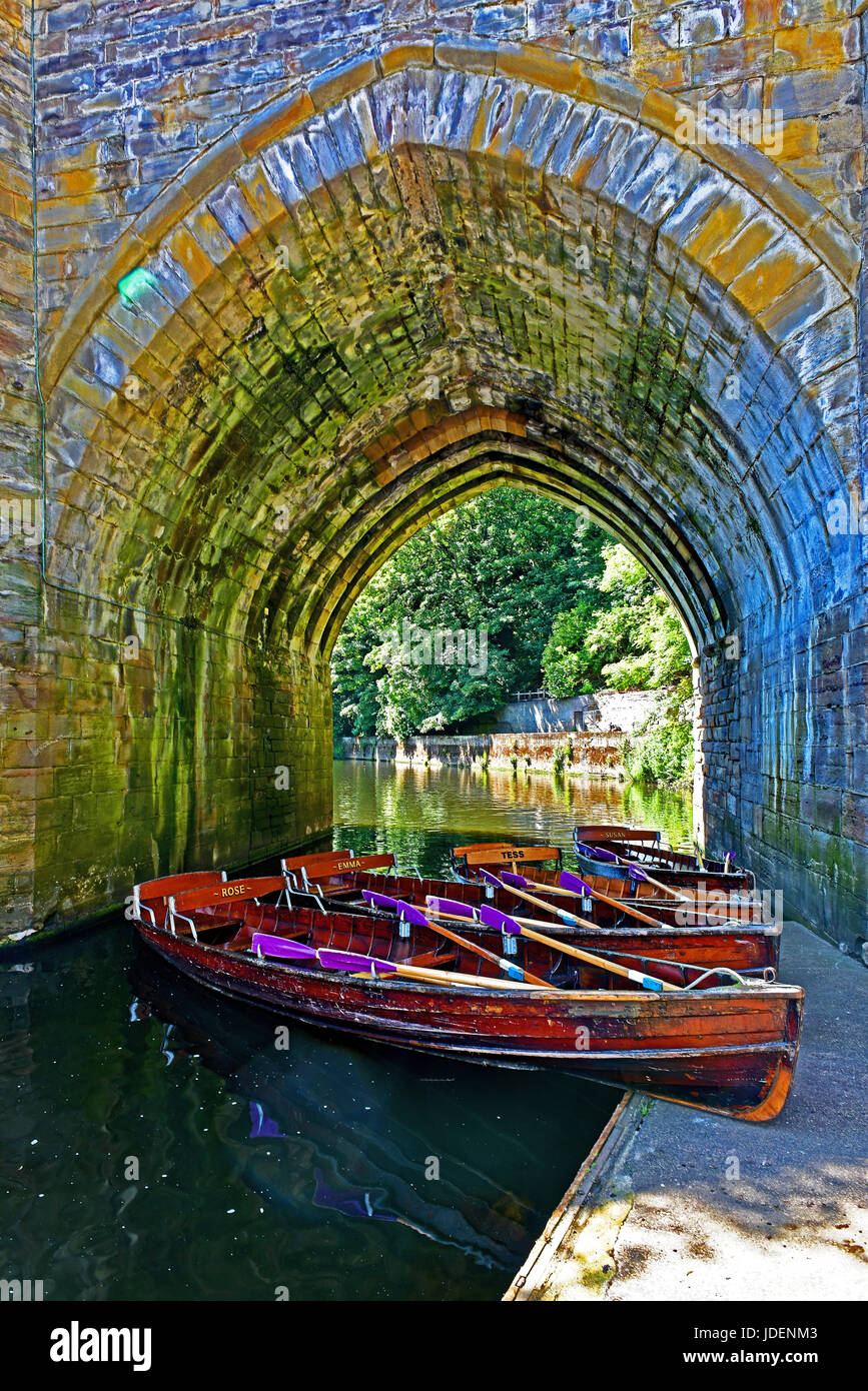 Rowing boats on river Wear Durham City Stock Photo - Alamy