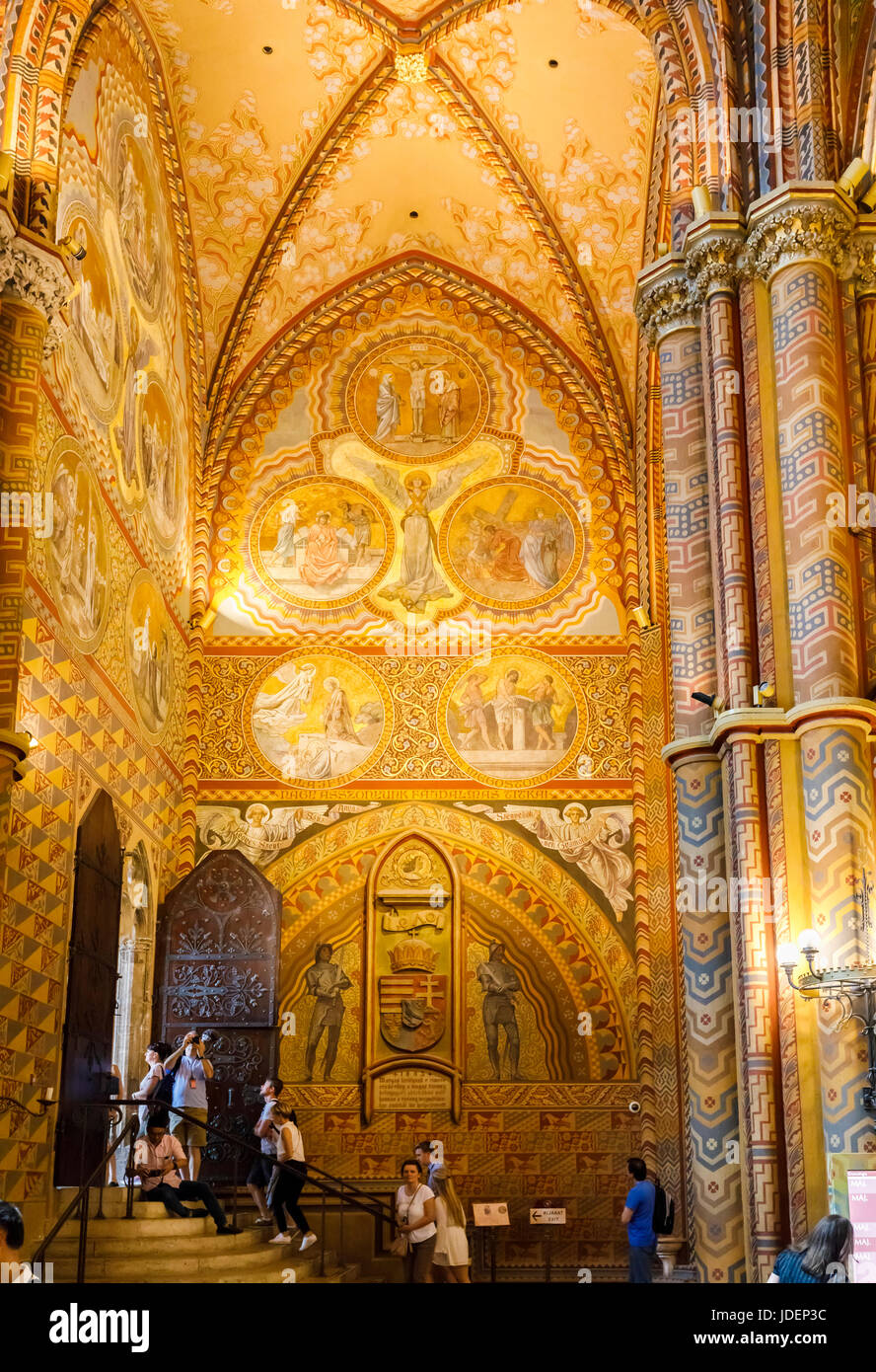 Ornate interior, murals, painted walls, ceiling, iconography inside St ...