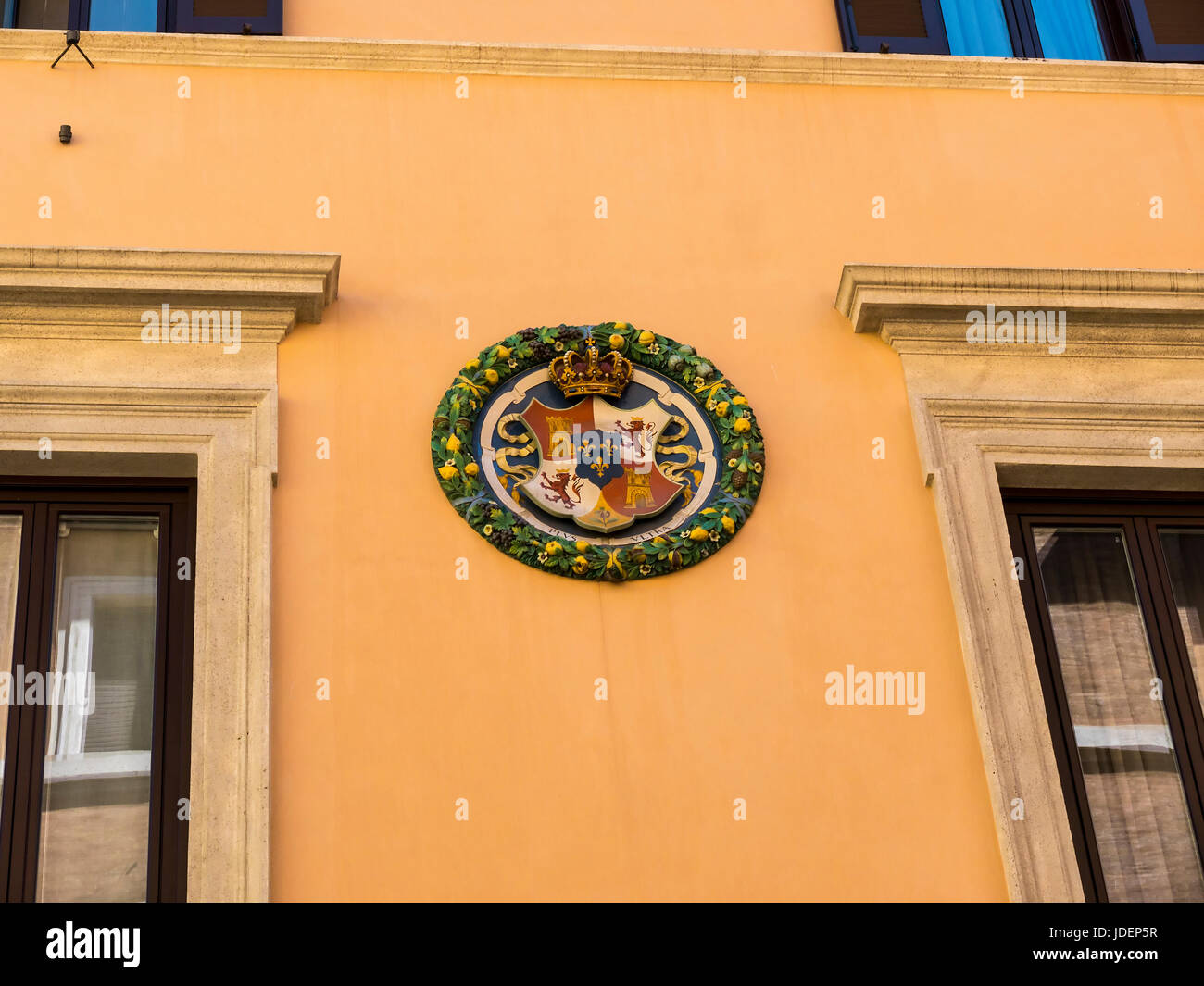 Architectural details of house with heraldic Roundels in the city of ...