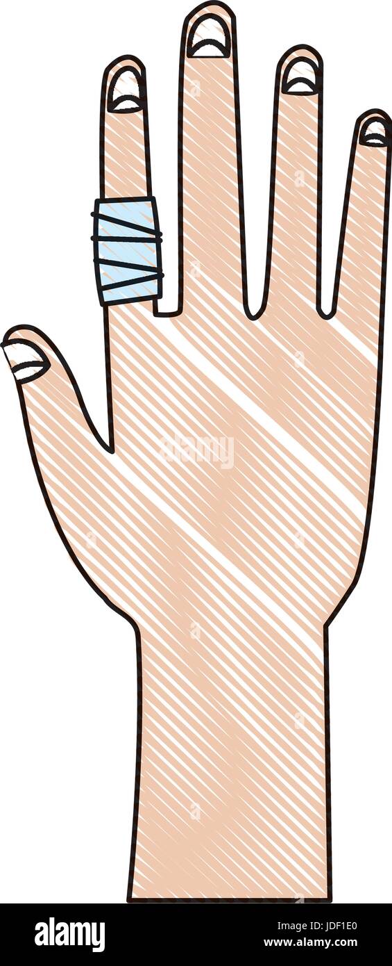 drawing human hand with finger bandage medical Stock Vector Image & Art ...