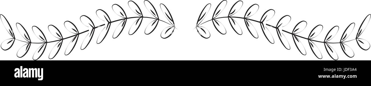 line rustic branches with leaves decoration design Stock Vector Image ...