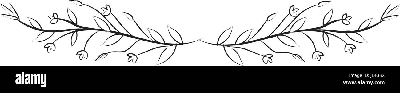 line rustic branches with flower and leaves Stock Vector Image & Art ...