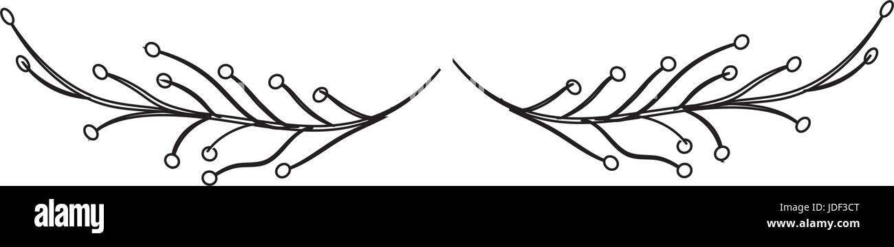 line rustic branches with fruits decoration design Stock Vector Image ...