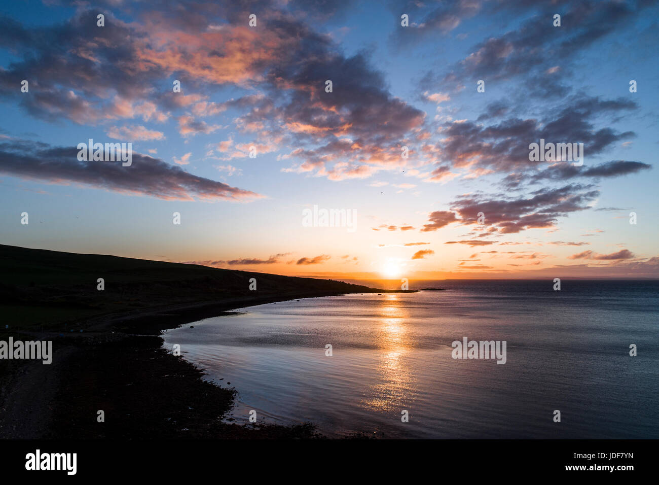 Aerial view of sunrise over Arran, Firth of Clyse Stock Photo - Alamy