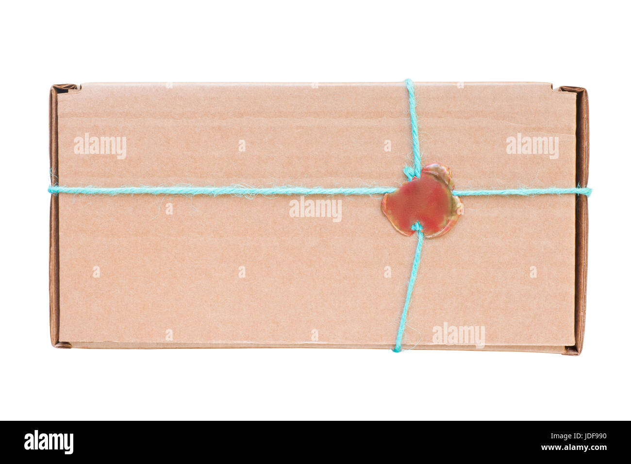 Craft gift box with decorative wax seal. Isolated on white, clipping ...