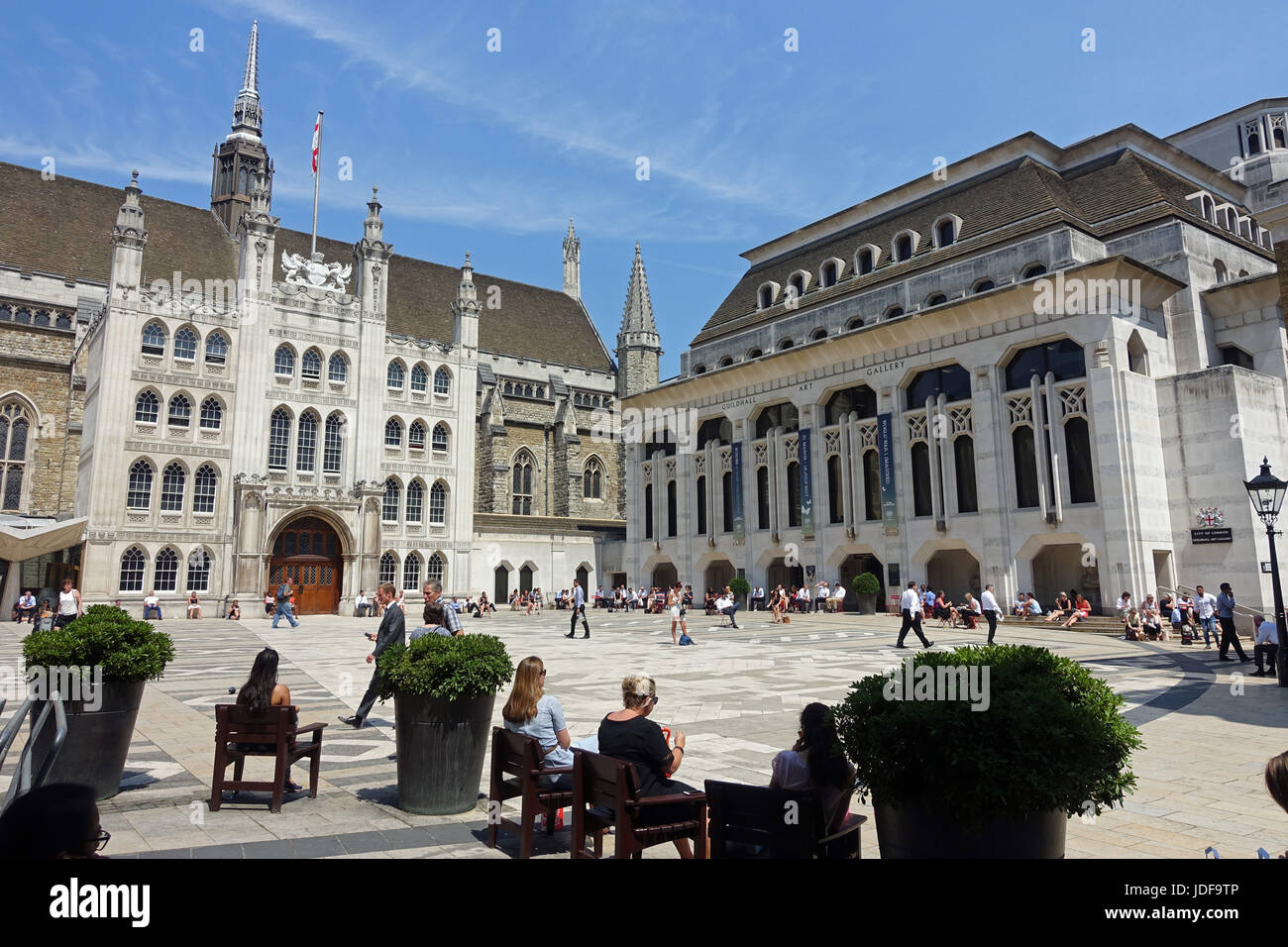 View of the Guildhall and Guildhall Art Gallery in the City of London ...