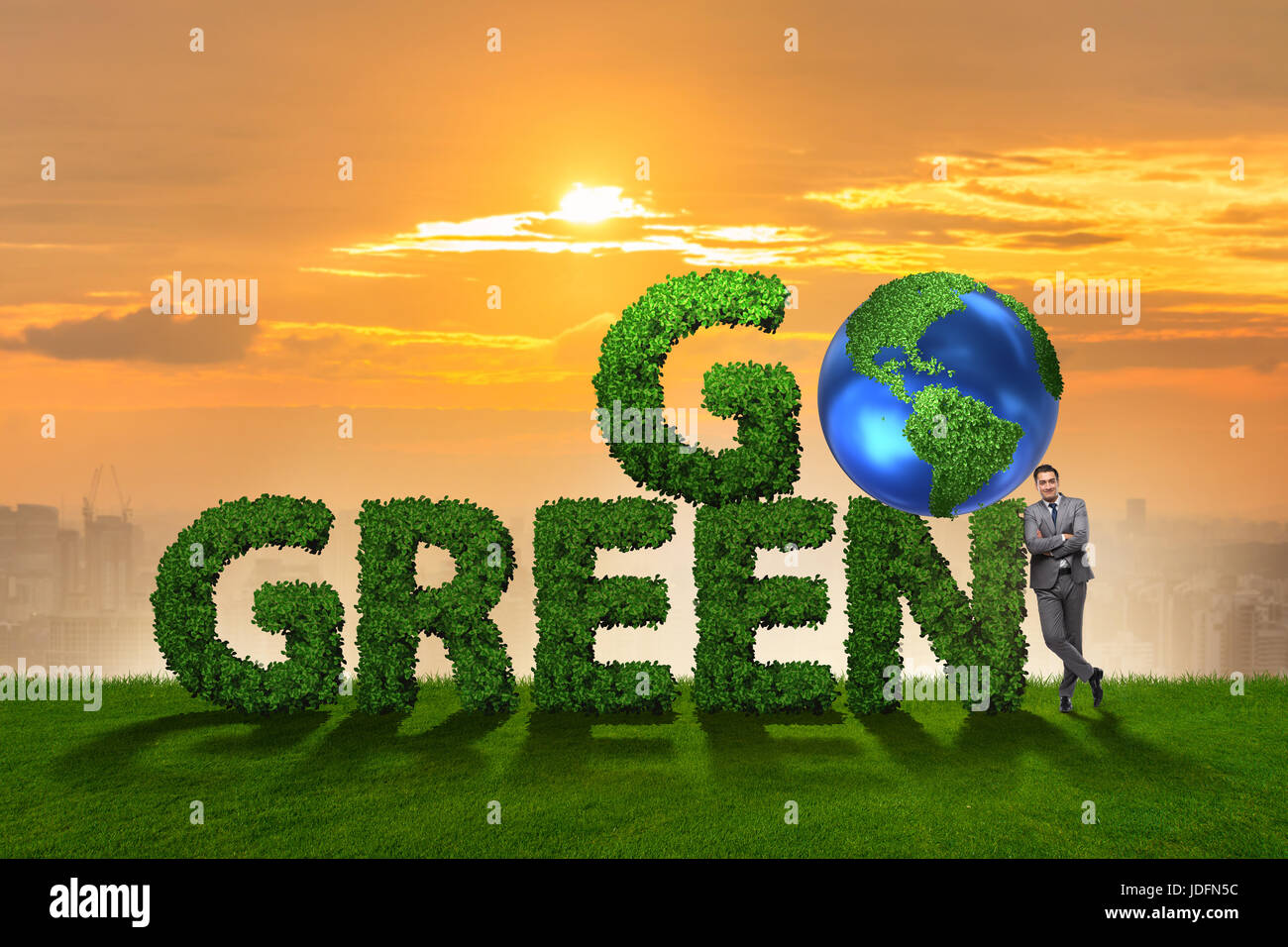 Go Green environmental concept with letters Stock Photo - Alamy
