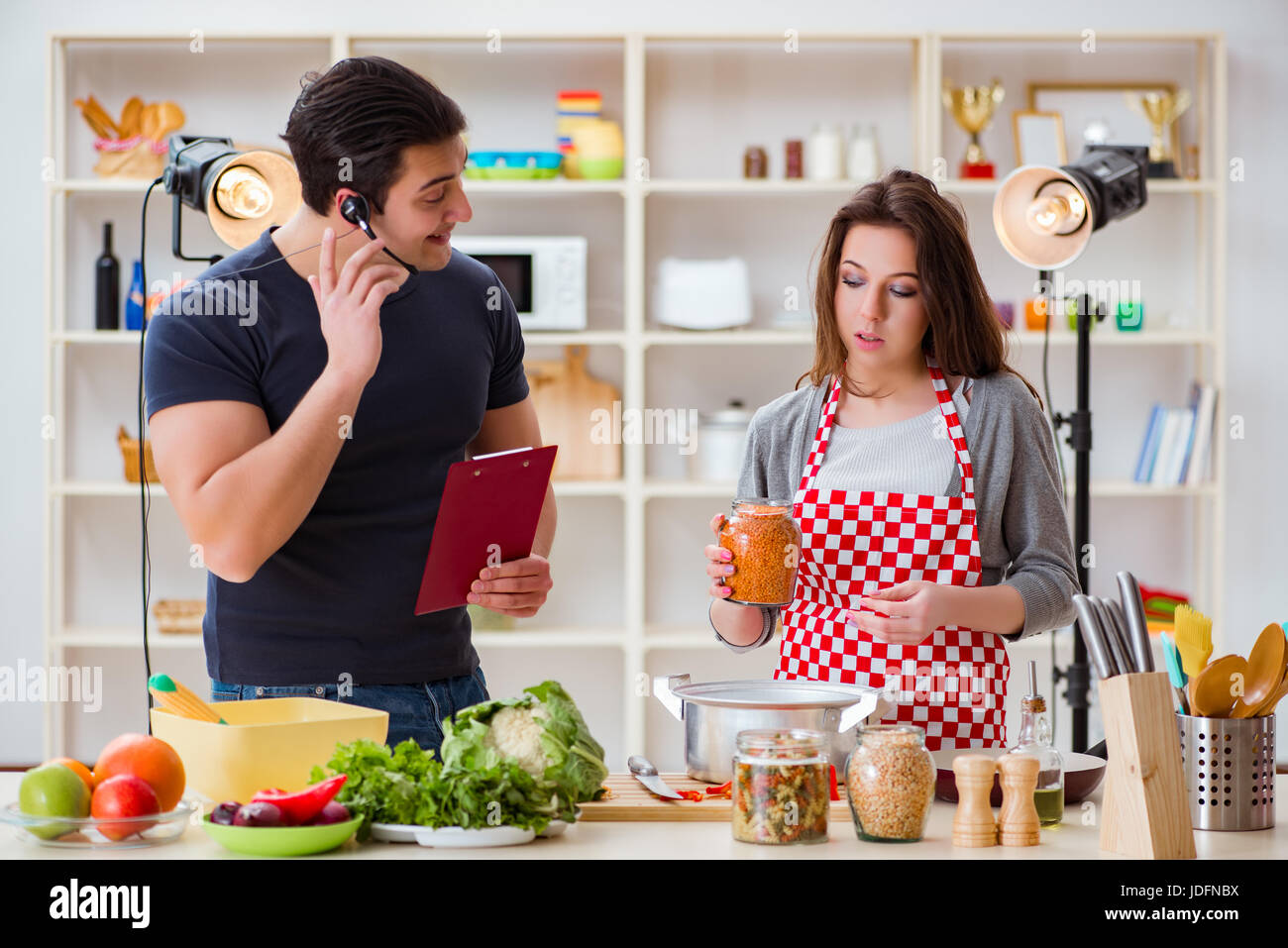 Food cooking tv show in the studio Stock Photo - Alamy