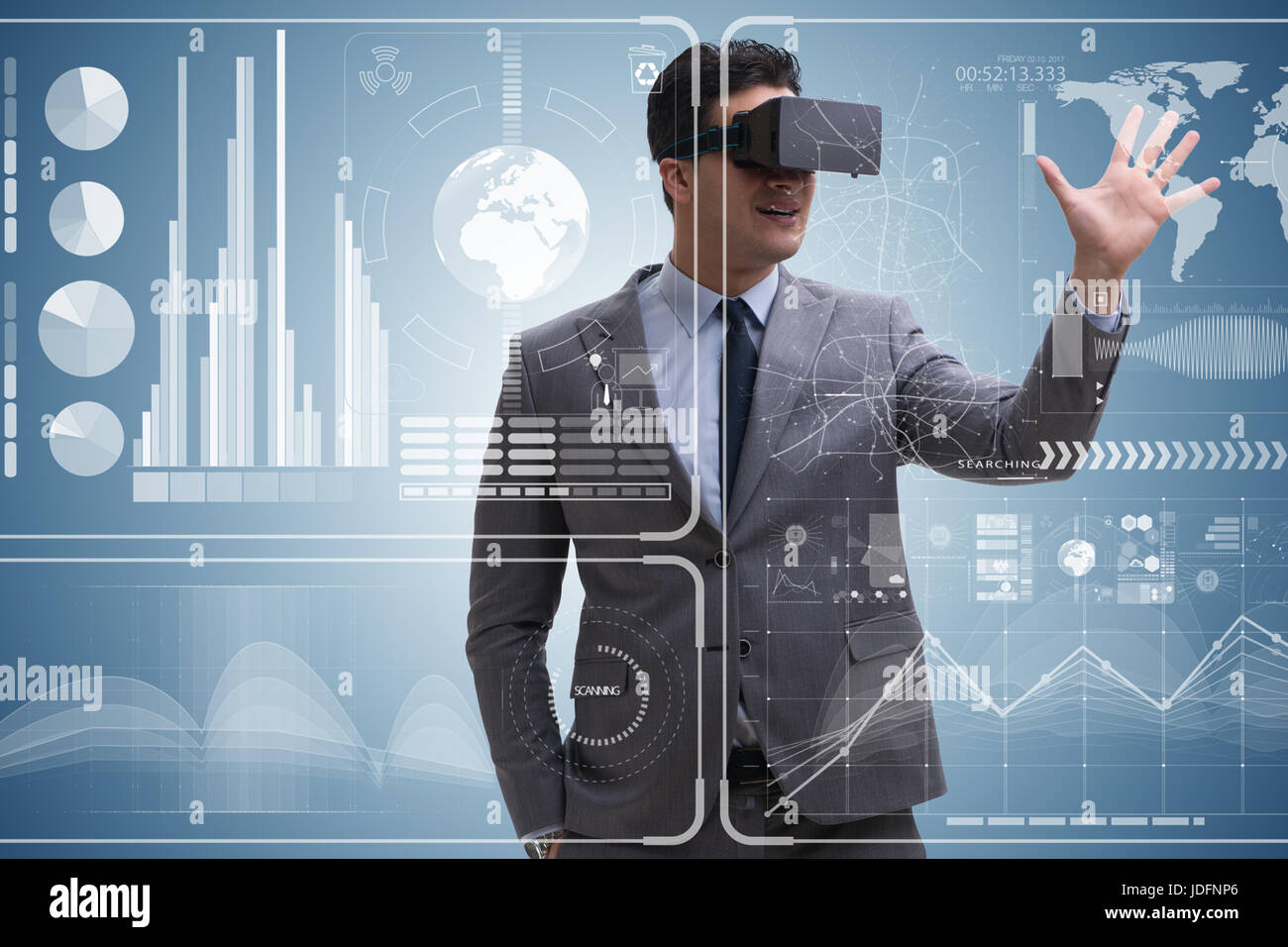 Businessman in virtual reality trading on stock market Stock Photo - Alamy