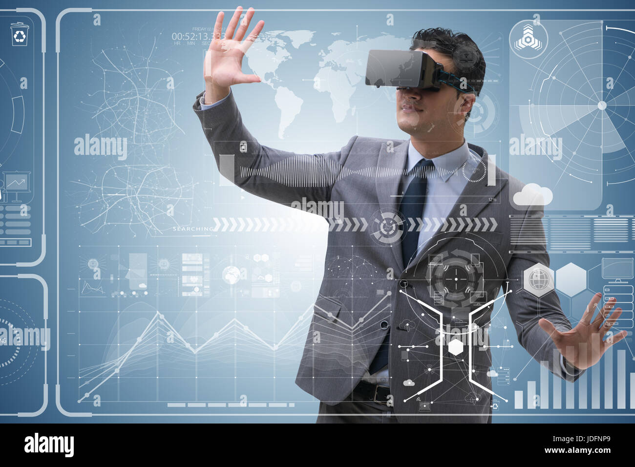 Businessman in virtual reality trading on stock market Stock Photo - Alamy