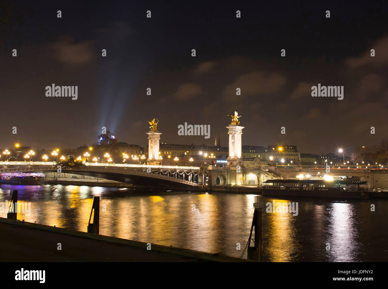 Night view of Grand Palais (Palace), Pont Alexandre III bridge and and ...