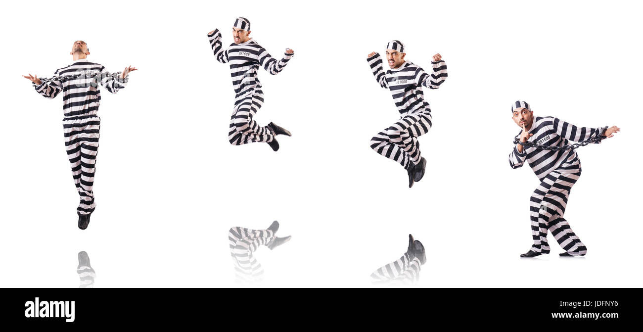 Convict criminal in striped uniform Stock Photo - Alamy