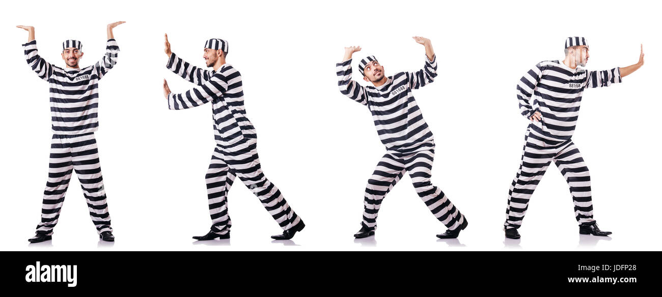 Convict criminal in striped uniform Stock Photo - Alamy