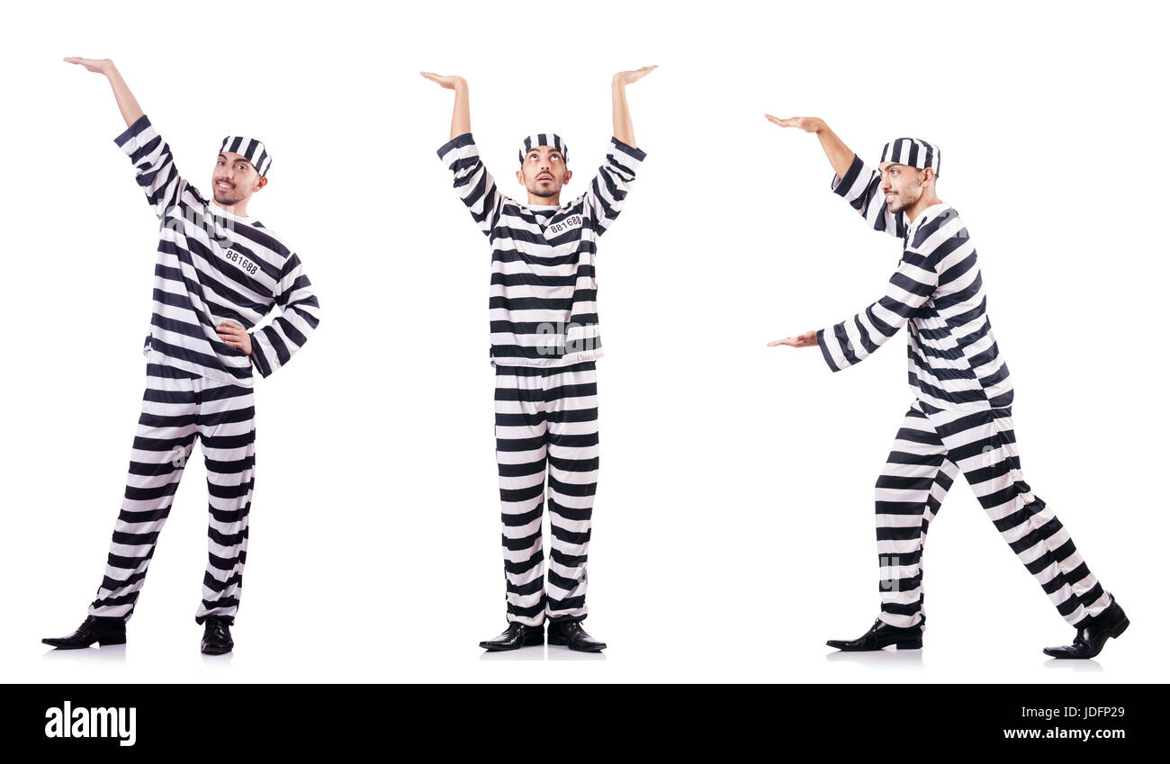 Convict criminal in striped uniform Stock Photo - Alamy