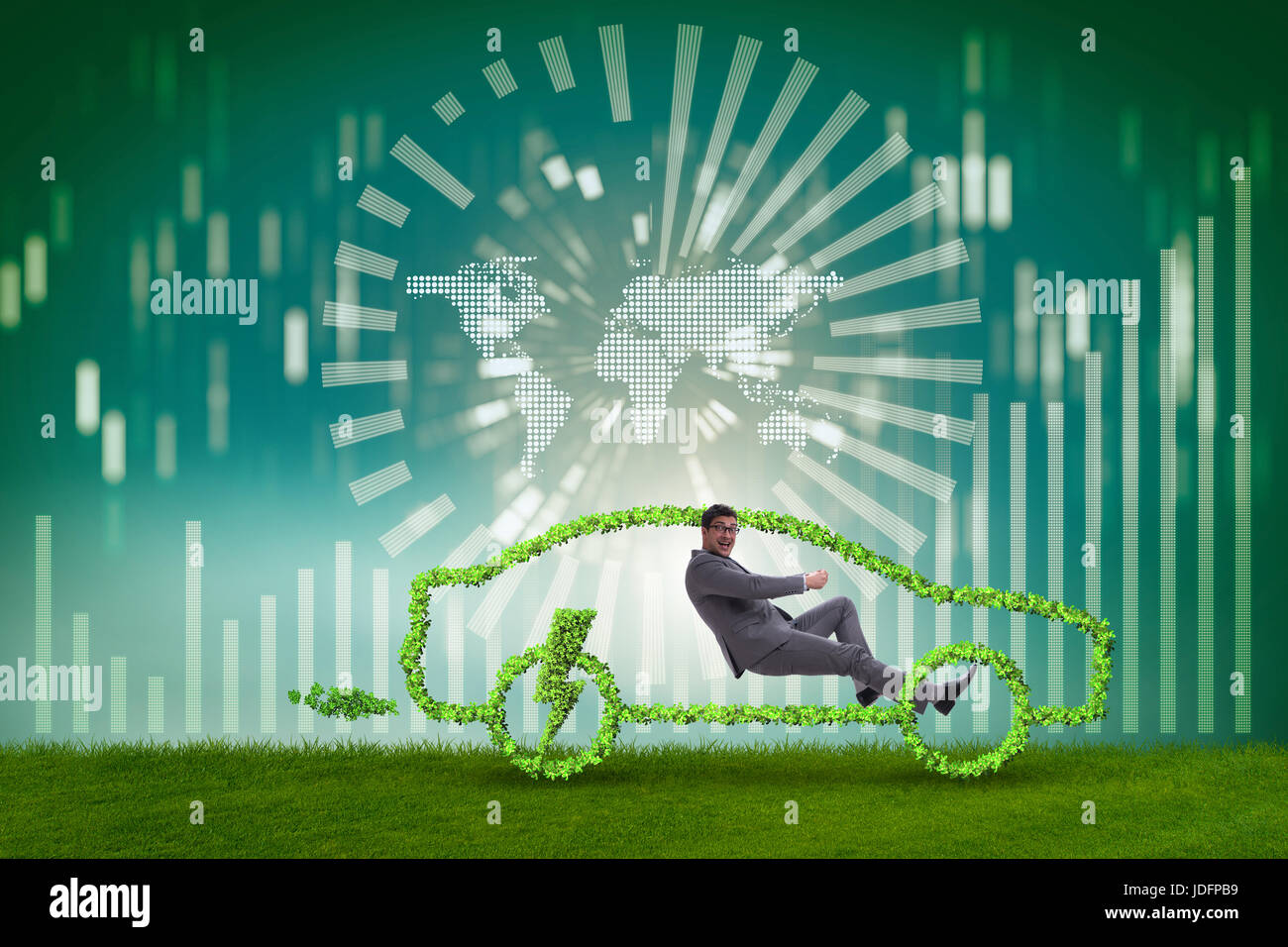 Electric car concept in green environment concept Stock Photo - Alamy