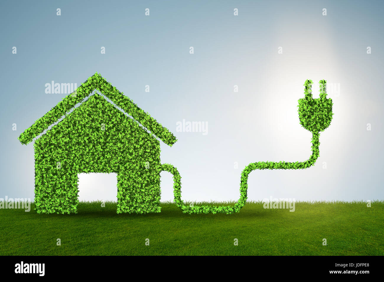 Environmentally friendly housing concept with green house - 3d ...