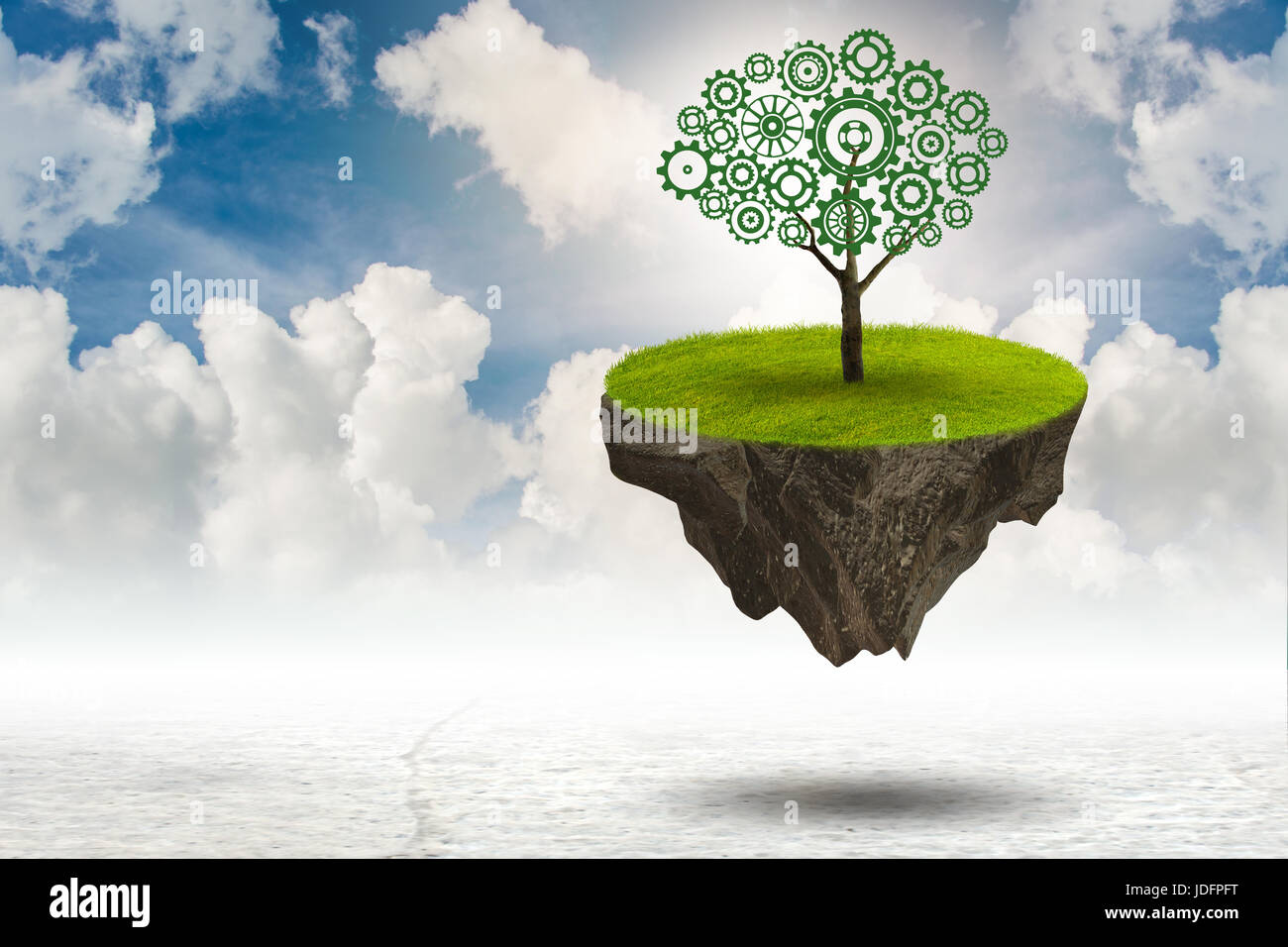 Single tree on floating island - 3d rendering Stock Photo - Alamy