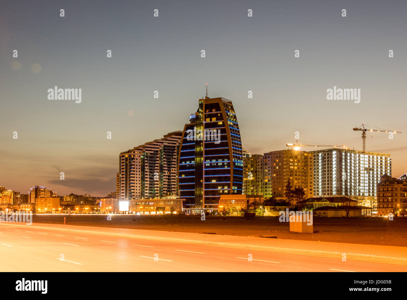 Night view of Baku Azerbaijan during sunset Stock Photo - Alamy