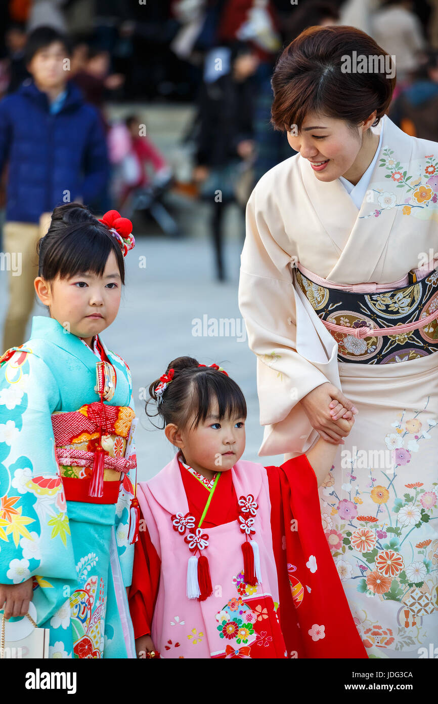 Japanese Girl Celebrates the "Shichi-go-san" - a traditional rite of ...