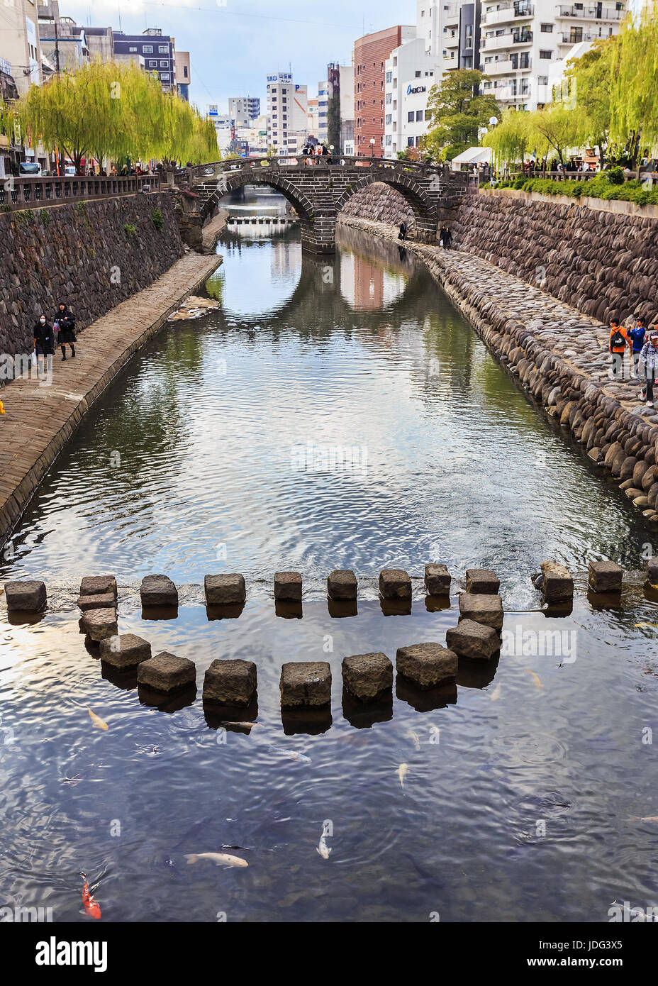 Megane bashi Bridge - Spectacles Bridge in Nagasaki, Japan Stock Photo ...